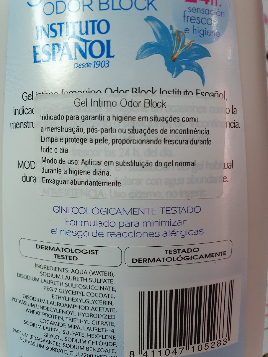 Gel Íntimo Odor Block 300ml Instituto Espanhol (Azul) – casadocabelo.com